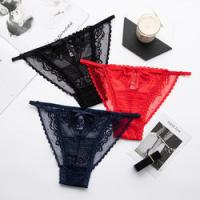 China Sexy Lace Panties Transparent Underwear Sexy Lingerie Floral Women Briefs Ladies for sale