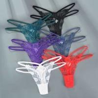 China Hot Selling Gauze Embroidery Thongs Women Underwear Transparent Sexy Crotch G-String for sale