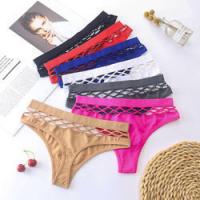 China Custom Plus Size Hollow out G String Pink Cotton Thong Seamless Sexy Lingerie for sale