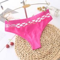 China Custom Plus Size Hollow out G String Pink Cotton Thong Seamless Sexy Lingerie for sale