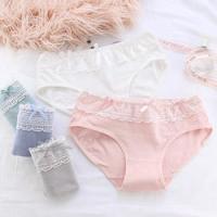 China Cotton MID-Rise Women Panties Cute Bow Lace Briefs Seamless Breathable Girls Briefs for sale