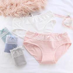 China Cotton MID-Rise Women Panties Cute Bow Lace Briefs Seamless Breathable Girls Briefs for sale