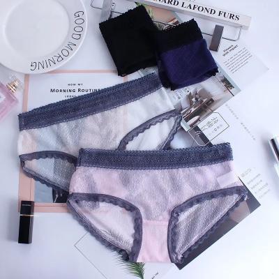 China 2023 Women Fashion Underwear Sexy Breathable Soft Thin Mesh Lace Panties for sale