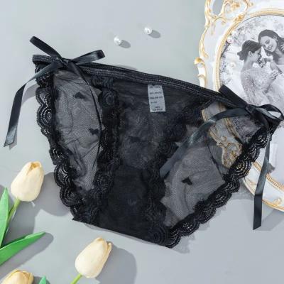 China Thin Section Sexy Lace Bowknot Net Yarn Briefs on Both Sides Women&prime; S Breathable Sexy Underwear for sale