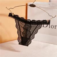 China Lady Sexy Hollow out Lace Underwear MID Waist Floral Edge Panties Perspective Tight-Fitting Thin Bodysuit Thongs for sale