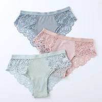 China Women&prime; S Sexy Lace Panties Low Waist Breathable Hollow Briefs Abdomen and Hip Panties for sale