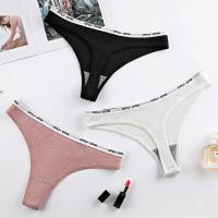 China Women&prime;s Cotton G-String Thong Panties Underwear Sexy Ladies Letter Low-Rise Lingerie Tangas for sale