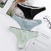 China Women&prime;s Cotton G-String Thong Panties Underwear Sexy Ladies Letter Low-Rise Lingerie Tangas for sale