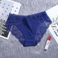 China Woman Seamless Lace Underwear MID Waist Panties Back Brief Traceless Women Ice Silk Panties for sale