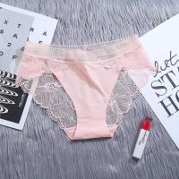 China Woman Seamless Lace Underwear MID Waist Panties Back Brief Traceless Women Ice Silk Panties for sale