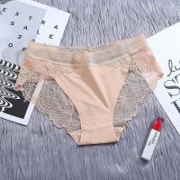 China Woman Seamless Lace Underwear MID Waist Panties Back Brief Traceless Women Ice Silk Panties for sale