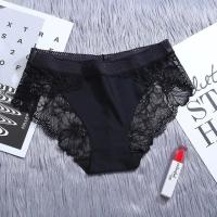 China Woman Seamless Lace Underwear MID Waist Panties Back Brief Traceless Women Ice Silk Panties for sale