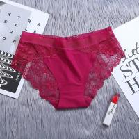 China Woman Seamless Lace Underwear MID Waist Panties Back Brief Traceless Women Ice Silk Panties for sale