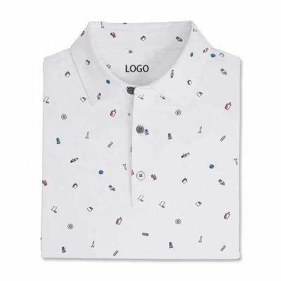 China View Larger Imageadd to Comparesharehigh Quality Custom Embroidery Logo Patterned Doodle Printing Lisle Self Collar Sublimation Men Performance Golf Shir for sale