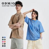 China 250GSM Blank Shirts Unisex Wide Neck Short Sleeve Oversized Mens Vintage Acid Wash T Shirt for sale