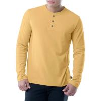 China Source Manufacturers Men&prime;s Long Sleeve Soft Wash Button Cotton T-Shirt for sale