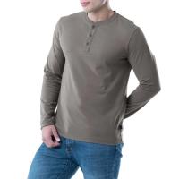 China Source Manufacturers Men&prime;s Long Sleeve Soft Wash Button Cotton T-Shirt for sale