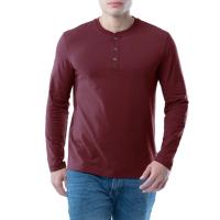 China Source Manufacturers Men&prime;s Long Sleeve Soft Wash Button Cotton T-Shirt for sale