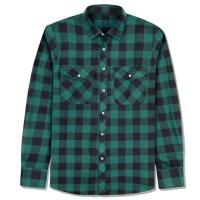 China Fashion Couple Men&prime;s Flannel Checked Shirt Buckle Ordinary Fitted Long-Sleeved Casual Shirt Pure Cotton for sale