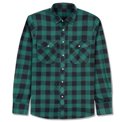 China Fashion Couple Men&prime;s Flannel Checked Shirt Buckle Ordinary Fitted Long-Sleeved Casual Shirt Pure Cotton for sale
