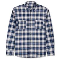China Fashion Couple Men&prime;s Flannel Checked Shirt Buckle Ordinary Fitted Long-Sleeved Casual Shirt Pure Cotton for sale