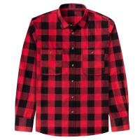 China Couple Men&prime;s Flannel Checked Shirt Buckle Ordinary Fitted Long-Sleeved Casual Shirt Pure Cotton for sale