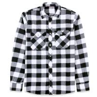 China Couple Men&prime;s Flannel Checked Shirt Buckle Ordinary Fitted Long-Sleeved Casual Shirt Pure Cotton for sale