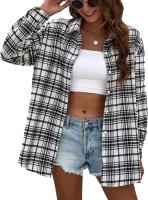 China Women&prime;s Flannel Plaid Shirts Button Down Regular Fit Long Sleeve Casual Shirts Pure Cotton Oversized Blouse for sale