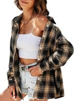 China Fashion Women&prime;s Flannel Plaid Shirt Button-Down Regular Fitted Long-Sleeved Casual Shirt Cotton Oversized Shirt for sale