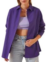 China Factory Support Custom Women&prime;s Long-Sleeved Shirts Solid Color Button-Down Shirts Loose Casual for sale