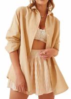 China Custom Women&prime;s Long-Sleeved Shirt Solid Color Button up Shirt Loose Casual for sale