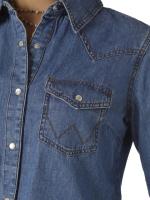 China Fashion Women&prime;s Denim Shirt Long Sleeve Button with Pocket Shirt for sale