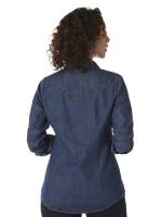 China Fashion Women&prime;s Denim Shirt Long Sleeve Button with Pocket Shirt for sale
