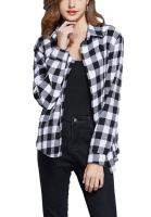 China Womens Plaid Button Down Shirt Long Sleeve Flannel Classic Casual Blouse for sale