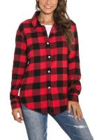 China Womens Plaid Button Down Shirt Long Sleeve Flannel Classic Casual Blouse for sale