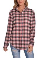 China Womens Plaid Button Down Shirt Long Sleeve Flannel Classic Casual Blouse for sale