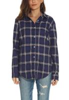 China Womens Plaid Button Down Shirt Long Sleeve Flannel Classic Casual Blouse for sale