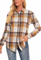 China Factory Women&prime;s Plaid Shirt Button up Long-Sleeved Flannel Classic Casual Shirt for sale