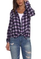 China Factory Women&prime;s Plaid Shirt Button up Long-Sleeved Flannel Classic Casual Shirt for sale