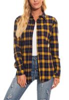 China Factory Women&prime;s Plaid Shirt Button up Long-Sleeved Flannel Classic Casual Shirt for sale