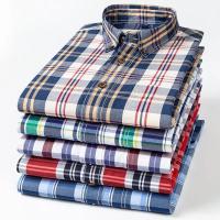 China Wholesale Carbon Ground Plaid Shirt Long Sleeve Check 100% Cotton Men Shirts Casual Formal Office Custom Tuxedo Shirt for Man for sale