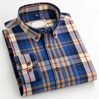 China Wholesale Carbon Ground Plaid Shirt Long Sleeve Check 100% Cotton Men Shirts Casual Formal Office Custom Tuxedo Shirt for Man for sale