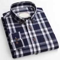 China Wholesale Carbon Ground Plaid Shirt Long Sleeve Check 100% Cotton Men Shirts Casual Formal Office Custom Tuxedo Shirt for Man for sale