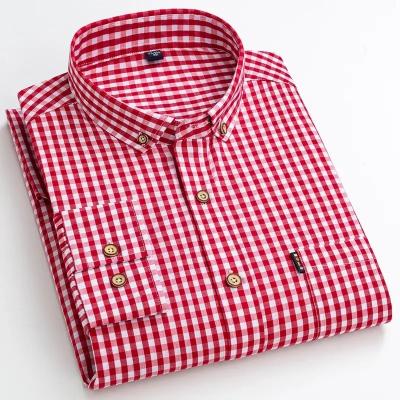 China 100% Cotton Plaid Shirt Long Sleeve Shirt Casual Formal Shirts Office Custom Tuxedo Shirt for sale