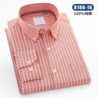 China New Men&prime;s Oxford Textile Shirt Pure Cotton Spring and Autumn Long-Sleeved Youth Shirt Cotton Pocket Stripe Wholesale for sale