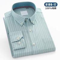 China Men&prime;s Oxford Textile Shirt Pure Cotton Spring and Autumn Long Sleeve Youth Shirt Cotton Pocket Stripe Wholesale for sale