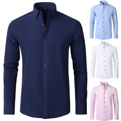 China Men&prime;s Shirt Ironing Long Sleeve Stretch Business High-End Men&prime;s Shirt Hot Sale Office Formal Style Men&prime;s Long Sleeve Shirt for sale