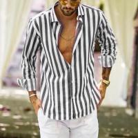 China High Quality Slim Striped Shirt Long Sleeve Large Size Color Plus Size Summer Cotton Linen Men&prime;s Shirt for sale