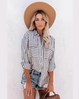 China Women Linen Cotton Vintage Streetwear Plus Size Blouses Button Birds Print Casual Striped Long Sleeve Loose Shirts for sale