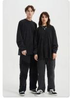 China Couple Design Hip Hop Long Sleeve T-Shirt Street Wear Graphic Cotton Print Distressed Wash T-Shirt Women Casual Shirt for sale